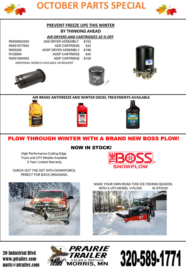 Monthly Parts Specials | Prairie Trailer | Morris, Minnesota | Truck ...